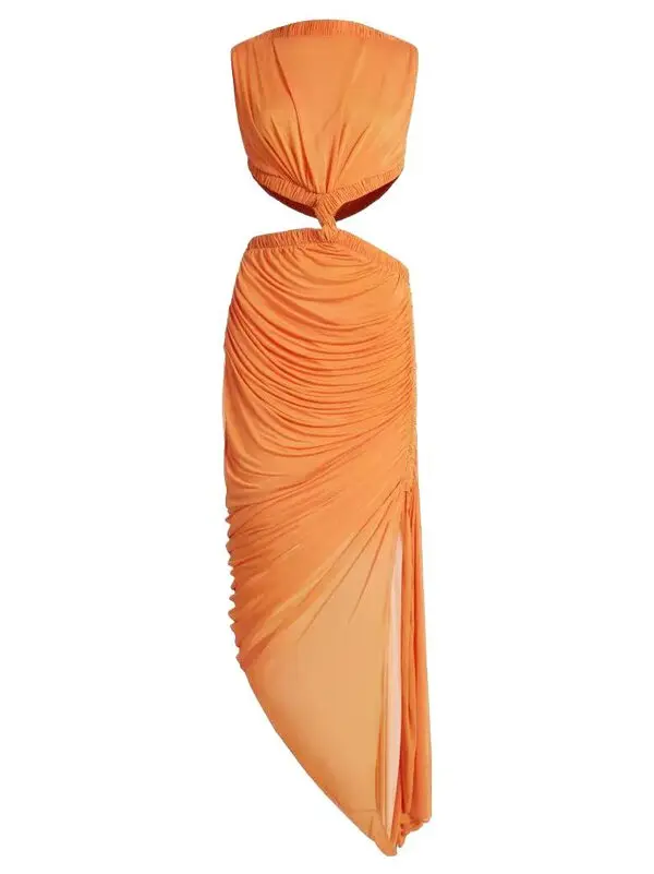 Christopher Esber Theia Separation Ruched-detail Midi Dress - Orange