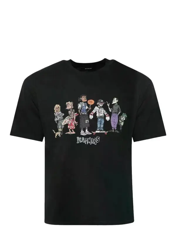 NAHMIAS Cartoon Warning Boxy T-shirt - Black