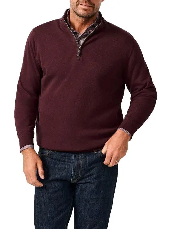 David Donahue Smythson Cotton Blend Quarter Zip Sweater - Cabernet