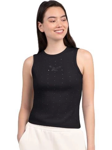 STARTER Philadelphia Eagles Rhinestone Sprinkle Ribbed Tank - Black
