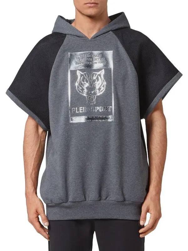 PLEIN SPORT Sleeveless Hoodie Tiger - Darkgrey