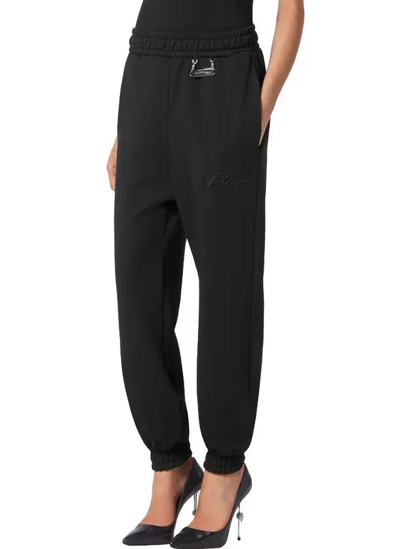 Philipp Plein Leisurewear Trousers Embroidery Signature - Black