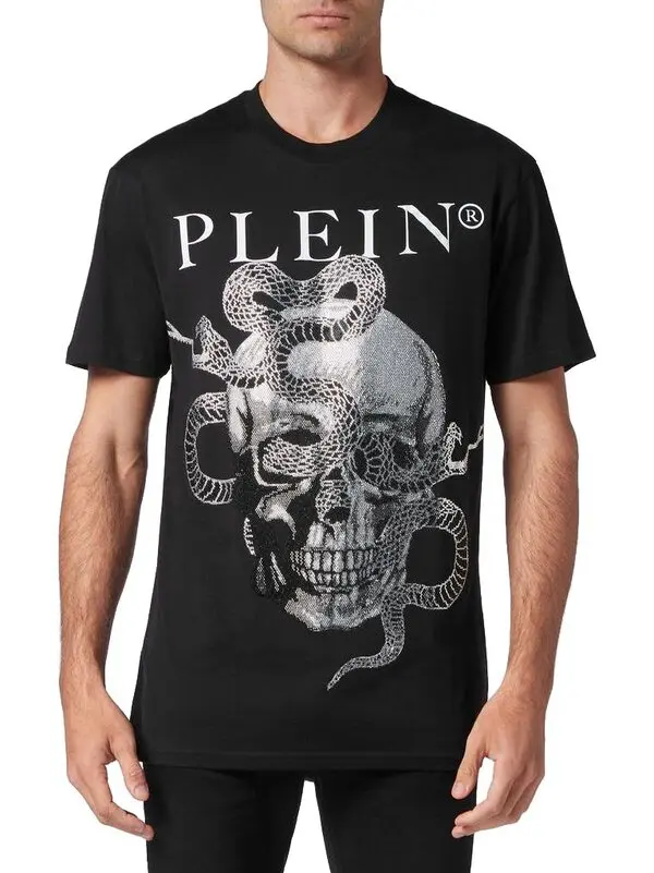 Philipp Plein T-shirt Round Neck Ss Snake - Black