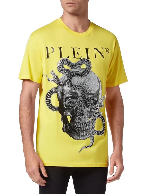 Philipp Plein T-shirt Round Neck Ss Snake - Yellow