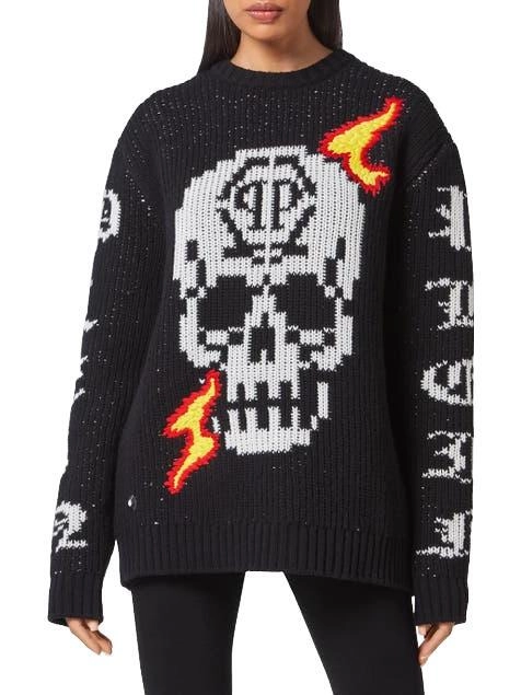 Philipp Plein Pullover Round Neck Skull - Black