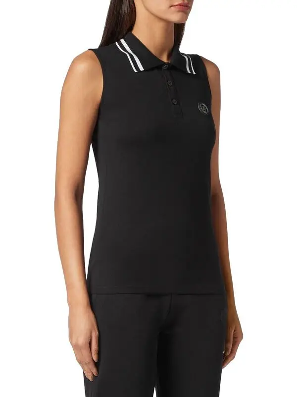 PLEIN SPORT Sleeveless Polo Shirt - Black