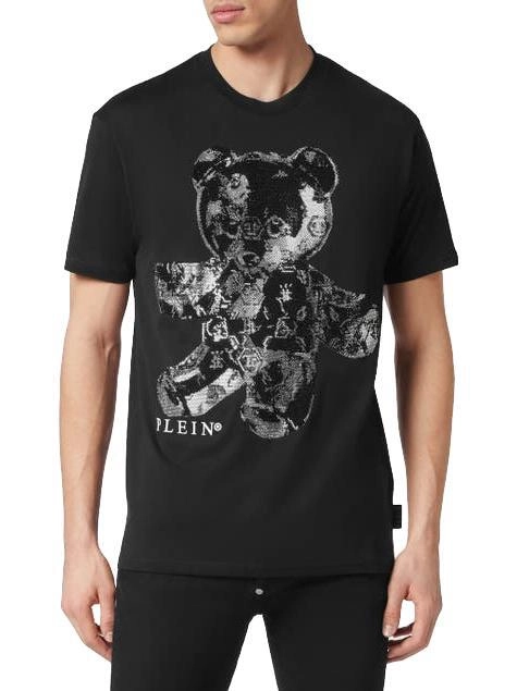Philipp Plein T-shirt Round Neck Ss Teddy Glass - Black
