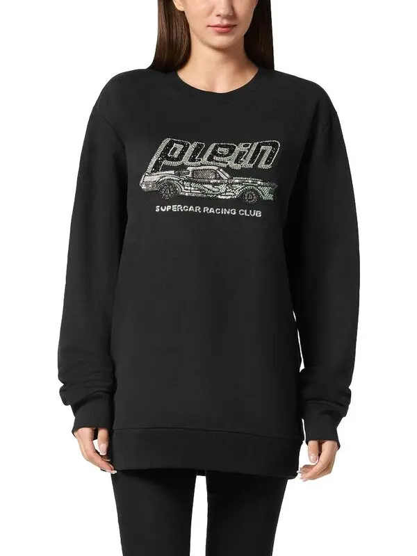 Philipp Plein Pullover Round Neck Ls Cars Racing - Black