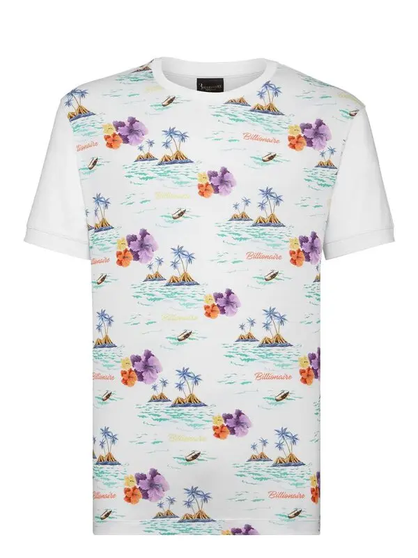 BILLIONAIRE T-shirt Round Neck Ss Palms - White