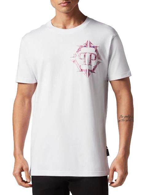 Philipp Plein T-shirt Round Neck Chrome - White
