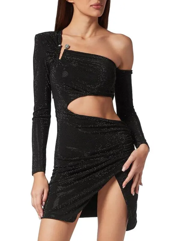 Philipp Plein Mini Dress Stones - Black