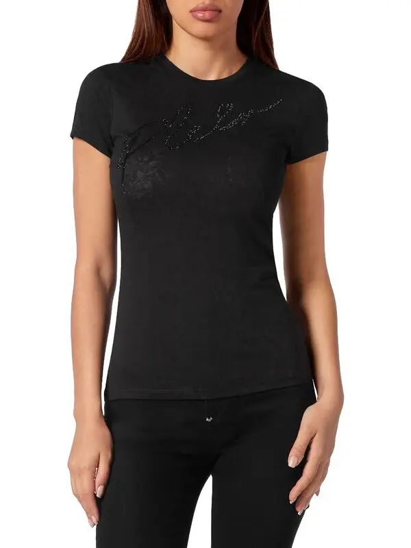 Philipp Plein T-shirt Round Neck Signature - Black