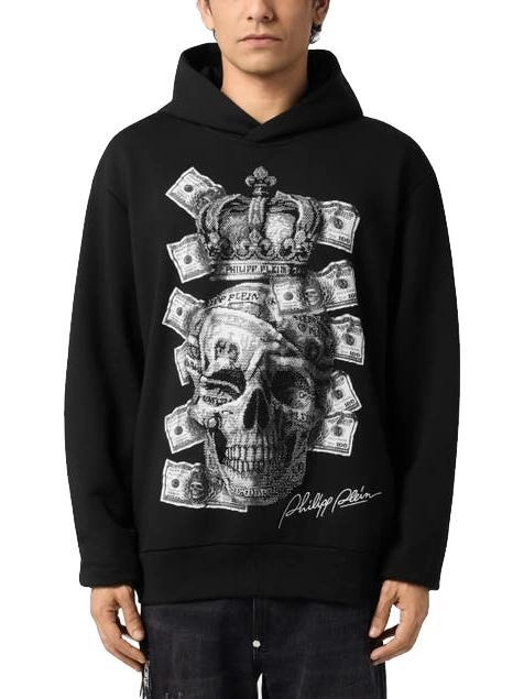 Philipp Plein Hoodie Dollar Skull Stones - Black