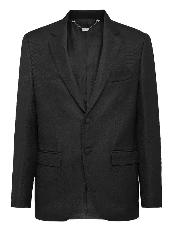 BILLIONAIRE Blazer Tailored Fit Jacquard Animalier Print - Black