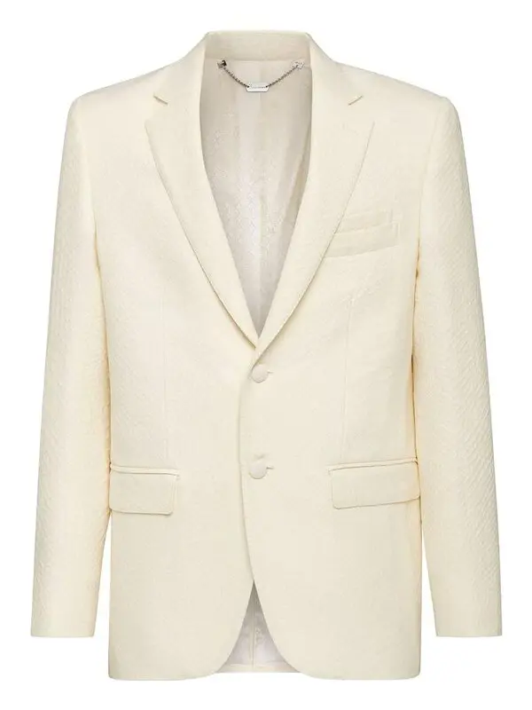BILLIONAIRE Blazer Tailored Fit Jacquard Animalier Print - White