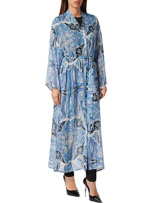 Philipp Plein Chiffon Seta Kaftan - Lightblue