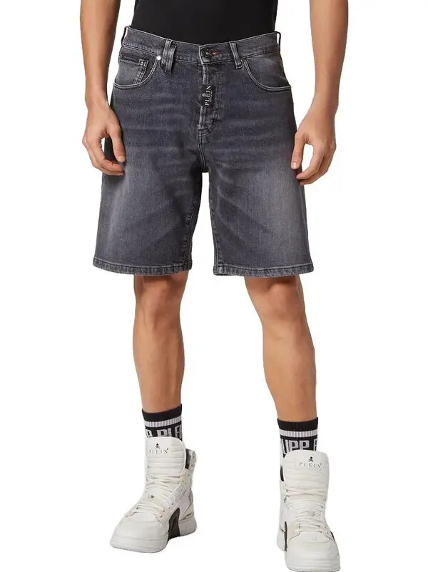 Philipp Plein Denim Shorts Formentera Fit - Silvergrey