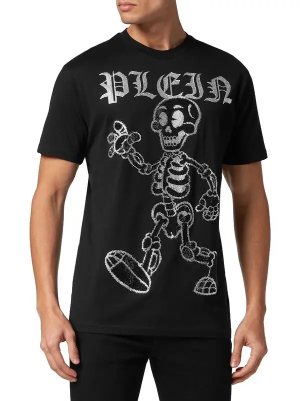 Philipp Plein T-shirt Round Neck Ss Skeleton - Black