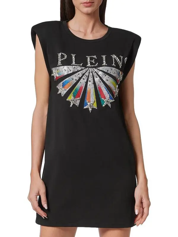 Philipp Plein T-shirt Dress Short Stars - Black