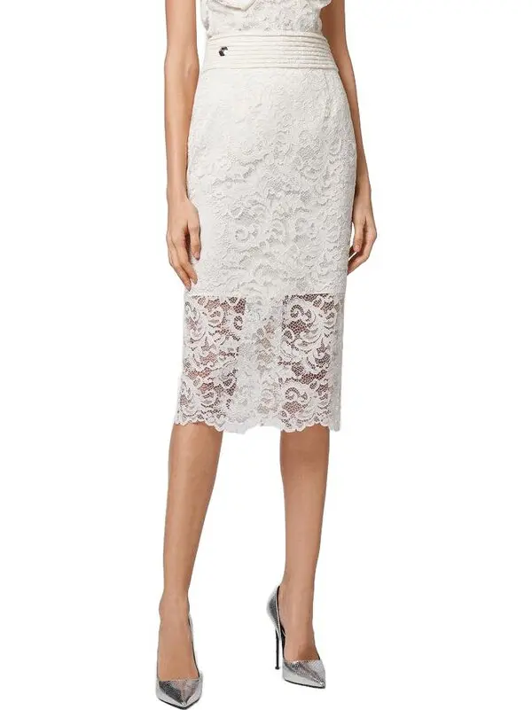 Philipp Plein Long Skirt Lace - Cream