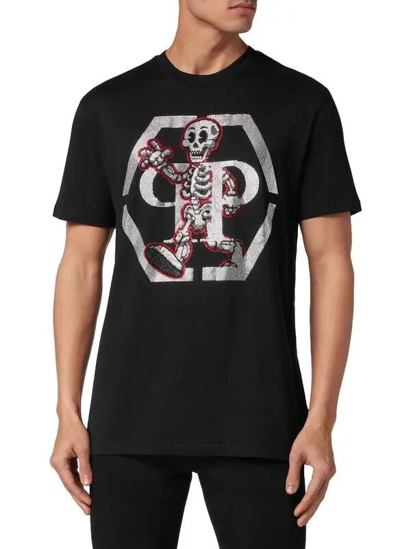 Philipp Plein T-shirt Round Neck Ss Skeleton - Black