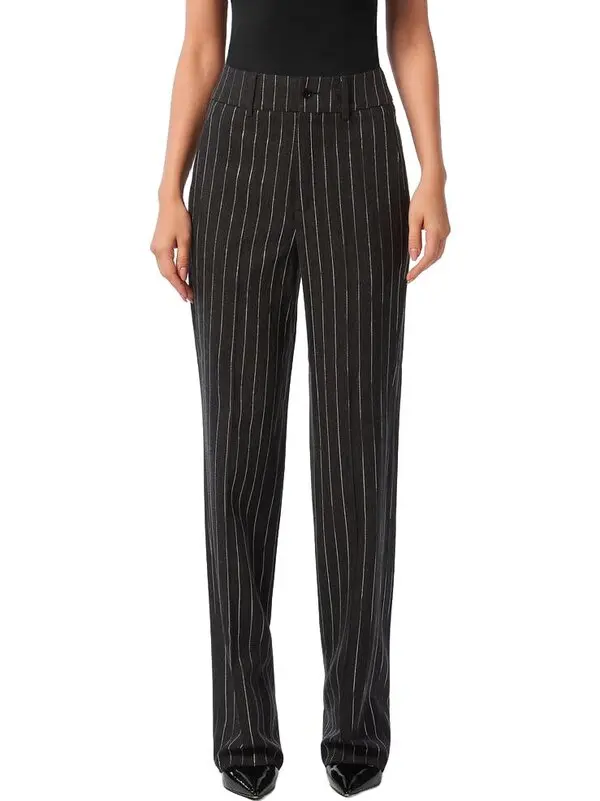 Philipp Plein Pinstriped Straight Lady Trousers - Grey