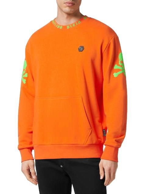 Philipp Plein Sweatshirt Ls Skull&amp;bones - Orangefluo