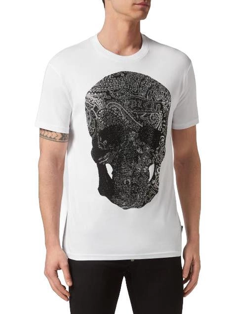 Philipp Plein T-shirt Round Neck Paisley - White/black