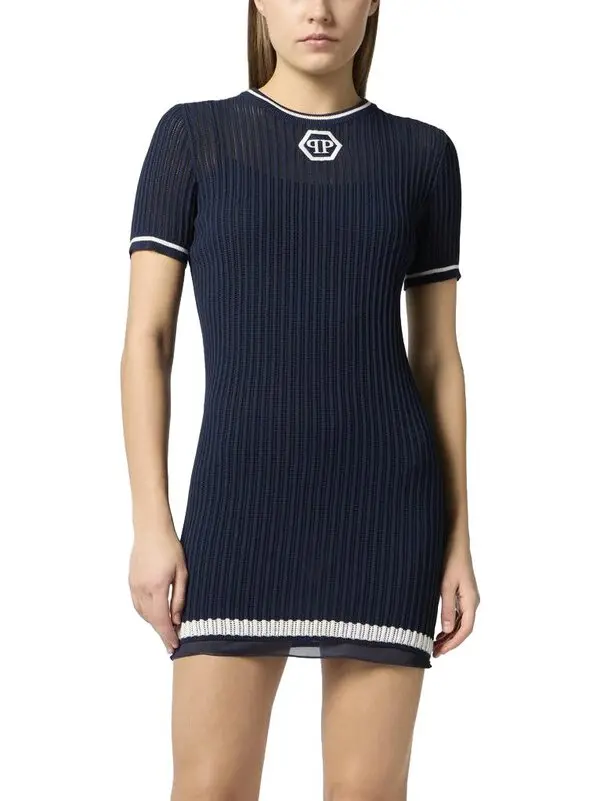 Philipp Plein T-shirt Dress Hexagon - Navy