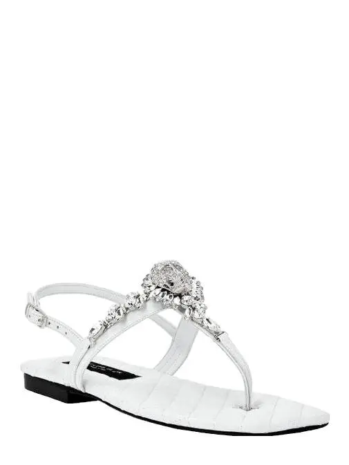 Philipp Plein Sandals Flat Crystal Skull With Crystals - White
