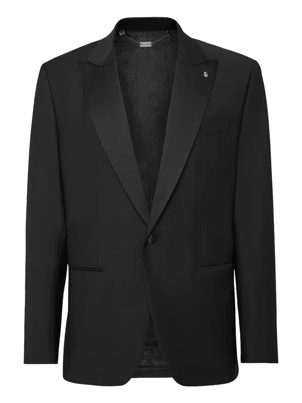 BILLIONAIRE Wool Blazer With Satin Revers - Black