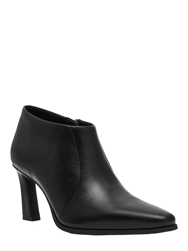 Anne Klein Crush Faux Leather Bootie - Black Smooth