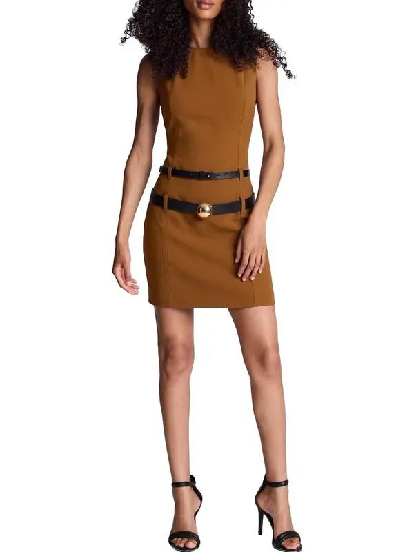 KENNETH COLE COLLECTION Sleeveless Double Belted Minidress - Maple