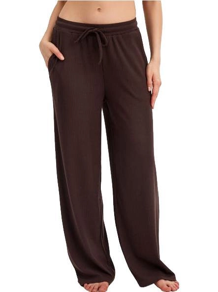 BEACH LIFE BY GOTTEX Summer Lounge Ribbed Wide Leg Pant - Brown