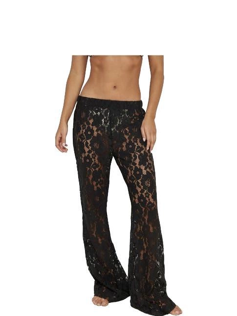 BEACH LIFE BY GOTTEX Saint Tropez Floral Lace Cover-up Pants - Black