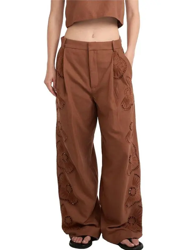 BEACH LIFE BY GOTTEX Resort Embroidered Pants Cover-up - Brown