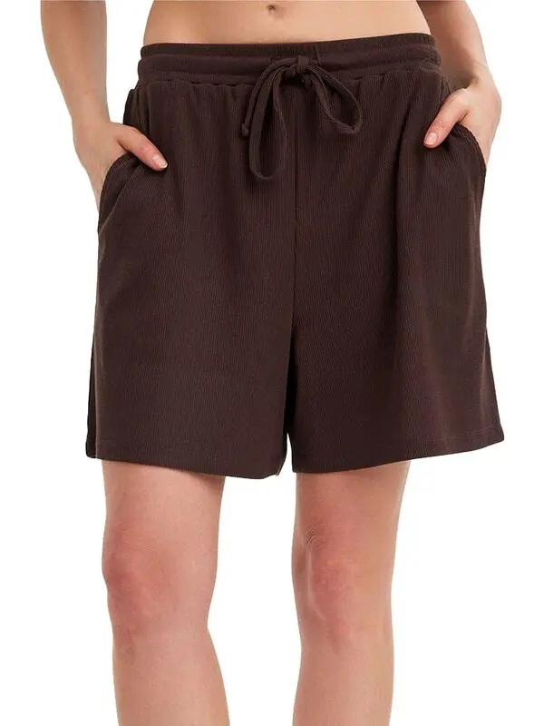 BEACH LIFE BY GOTTEX Summer Lounge Ribbed Shorts - Brown