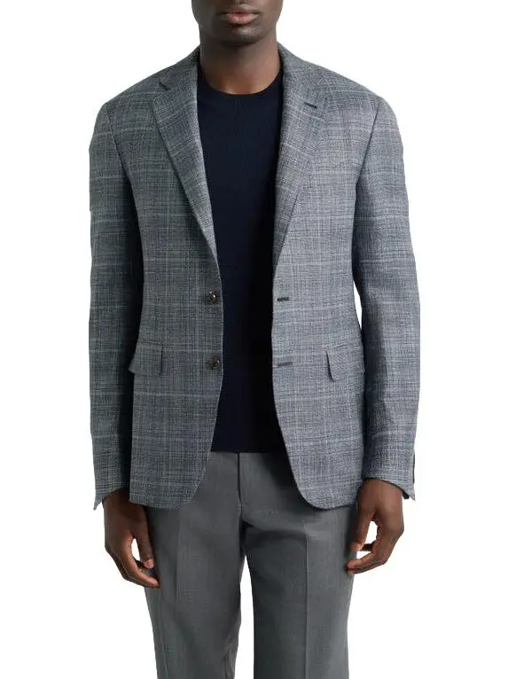 Canali Kei Trim Fit Plaid Sport Coat - Grey