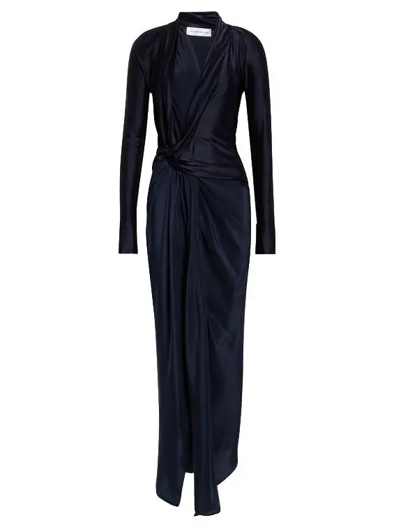Victoria Beckham Lea Twist Front Jersey Midi Dress - Navy