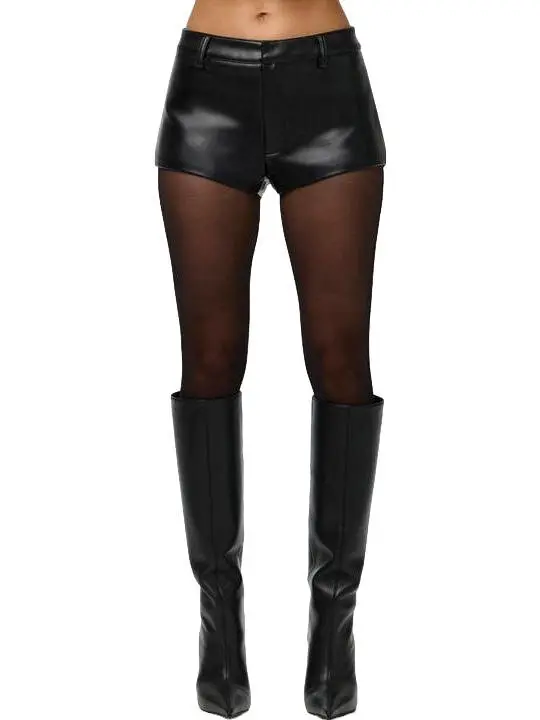 Naked Wardrobe Faux Leather Hot Pants - Black