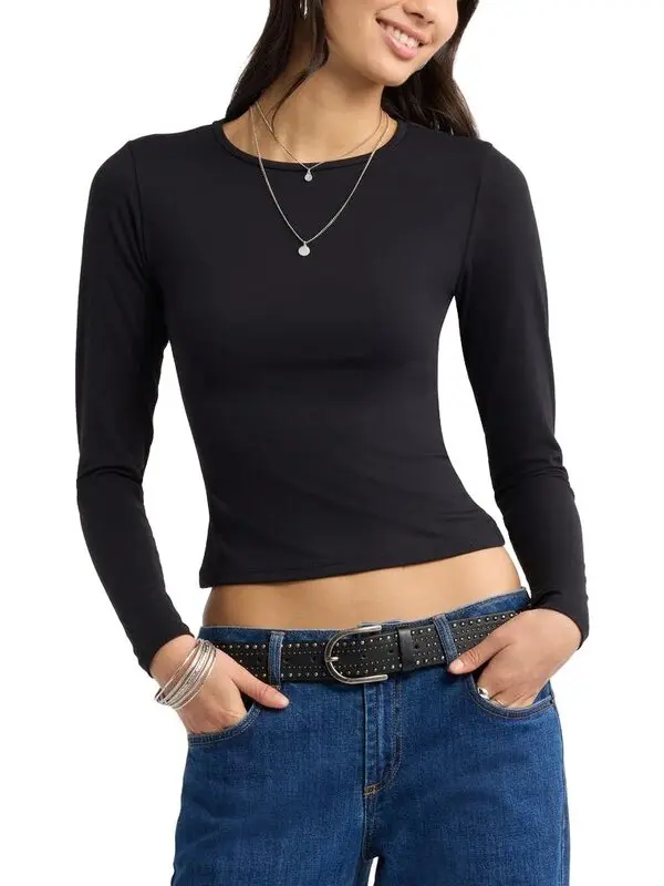 Bp. Smooth Fit Long Sleeve Crewneck T-shirt - Black