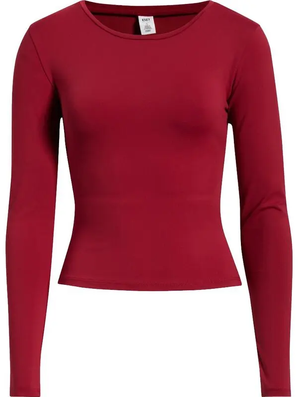 Bp. Smooth Fit Long Sleeve Crewneck T-shirt - Red Cinder