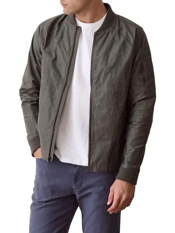 Marine Layer Glenn Waxed Canvas Bomber Jacket - Olive