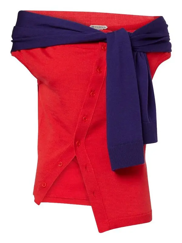 JW Anderson Laye Off-shoulder Wool Top - Red