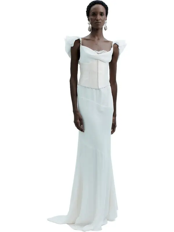 DE LA VALI Garnet Fishtail Maxi Dress - Ivory