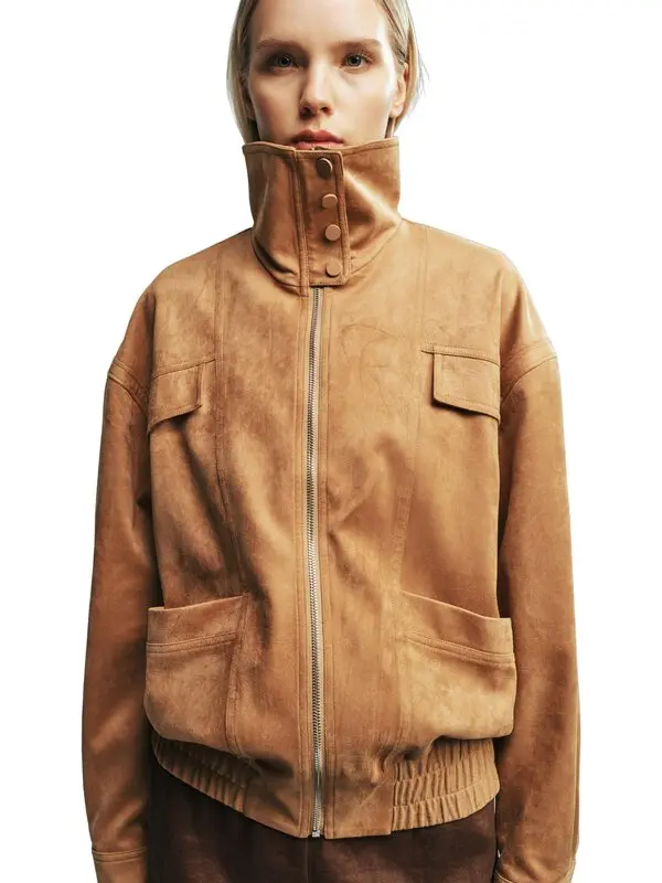 Bardot Regina Faux Suede Jacket - Tan