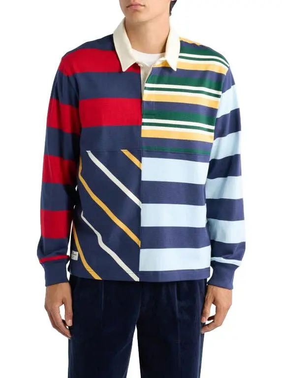 ROWING BLAZERS Harrison Pieced Stripe Rugby Shirt - Multi-color