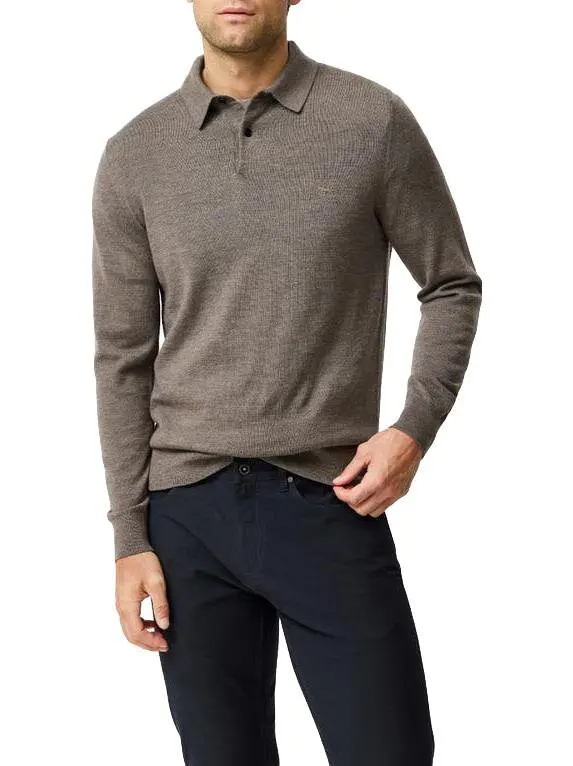 Rodd & Gunn Way Spur Extrafine Merino Wool Polo Sweater - Sable