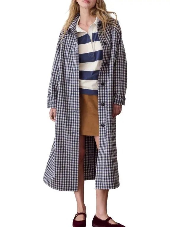 Marine Layer Hayes Gingham Trench Coat - Navy Gingham