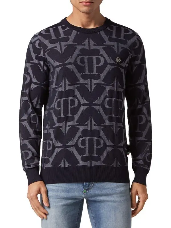 Philipp Plein Pullover Round Neck Chrome - Darkblue